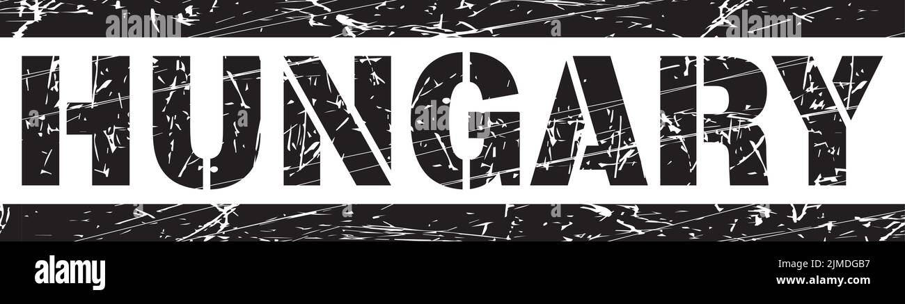 A vector of the word Hungary in a grunge style font isolated on a white ...