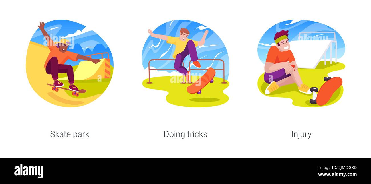 Skating isolated cartoon vector illustration set Stock Vector Image ...