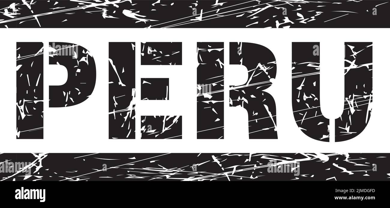 A vector illustration of the black text "Peru" on the white background ...