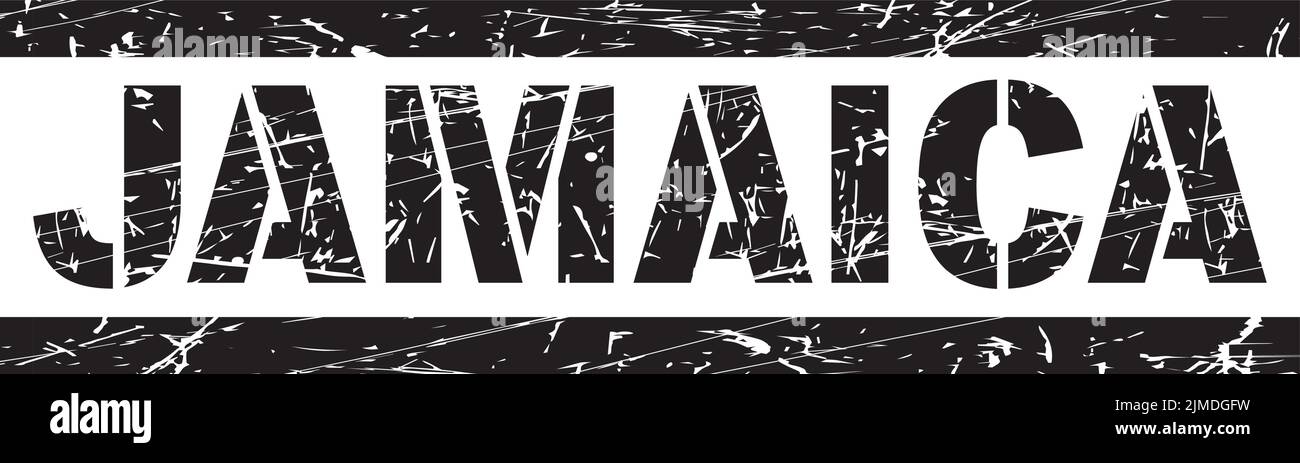 A vector illustration of the black text "Jamaica" on the white ...