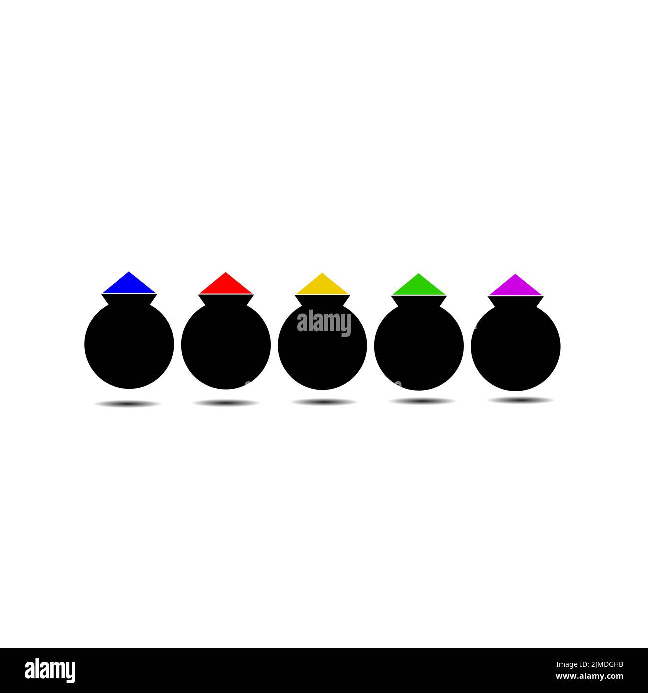 Six colors pots icons isolated on a white background Stock Vector Image ...