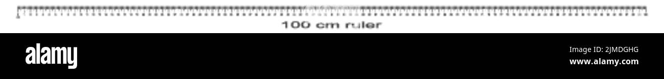 Horizontal scale of 1 meter tape ruler with 100 centimeters markup and ...