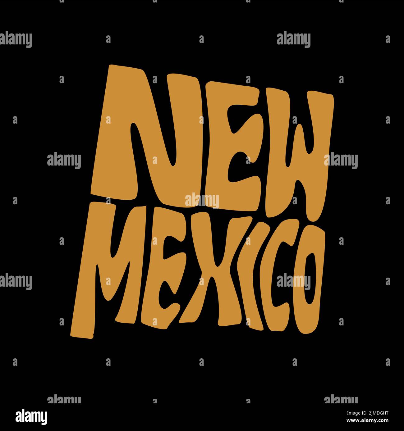 A vector illustration of a brown "New Mexico" text on black background ...