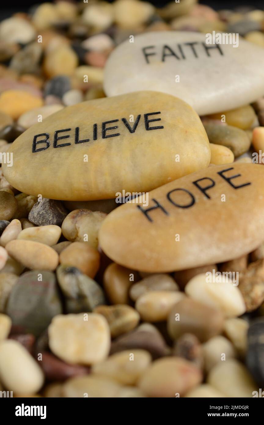 Affirmation Stone Words Stock Photo - Alamy