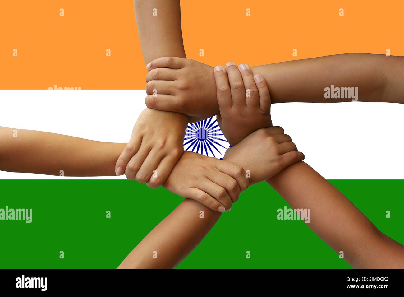 India flag, intergration of a multicultural group of young people Stock ...