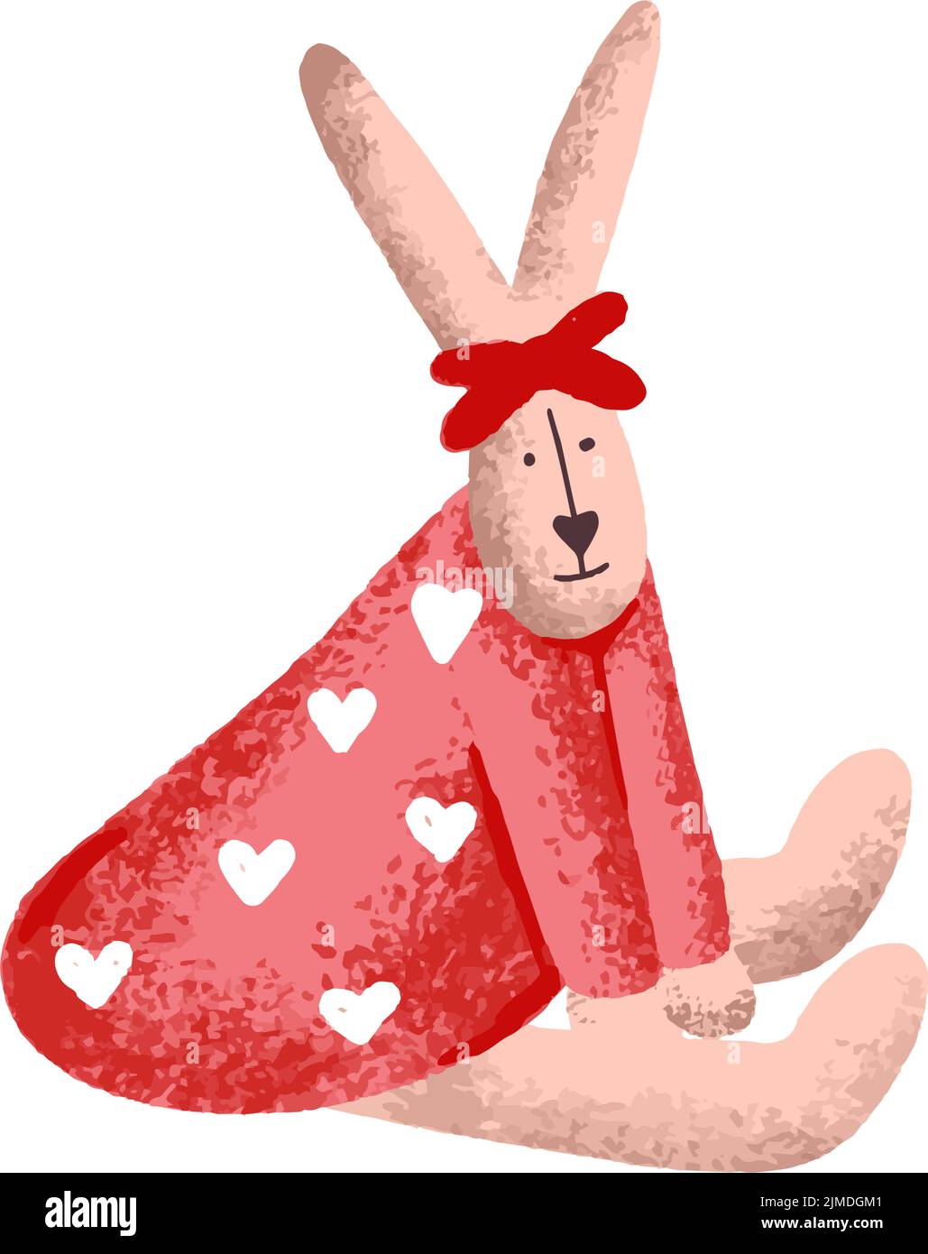 Cute bunny girl in red dress. Vector illustration on white background ...