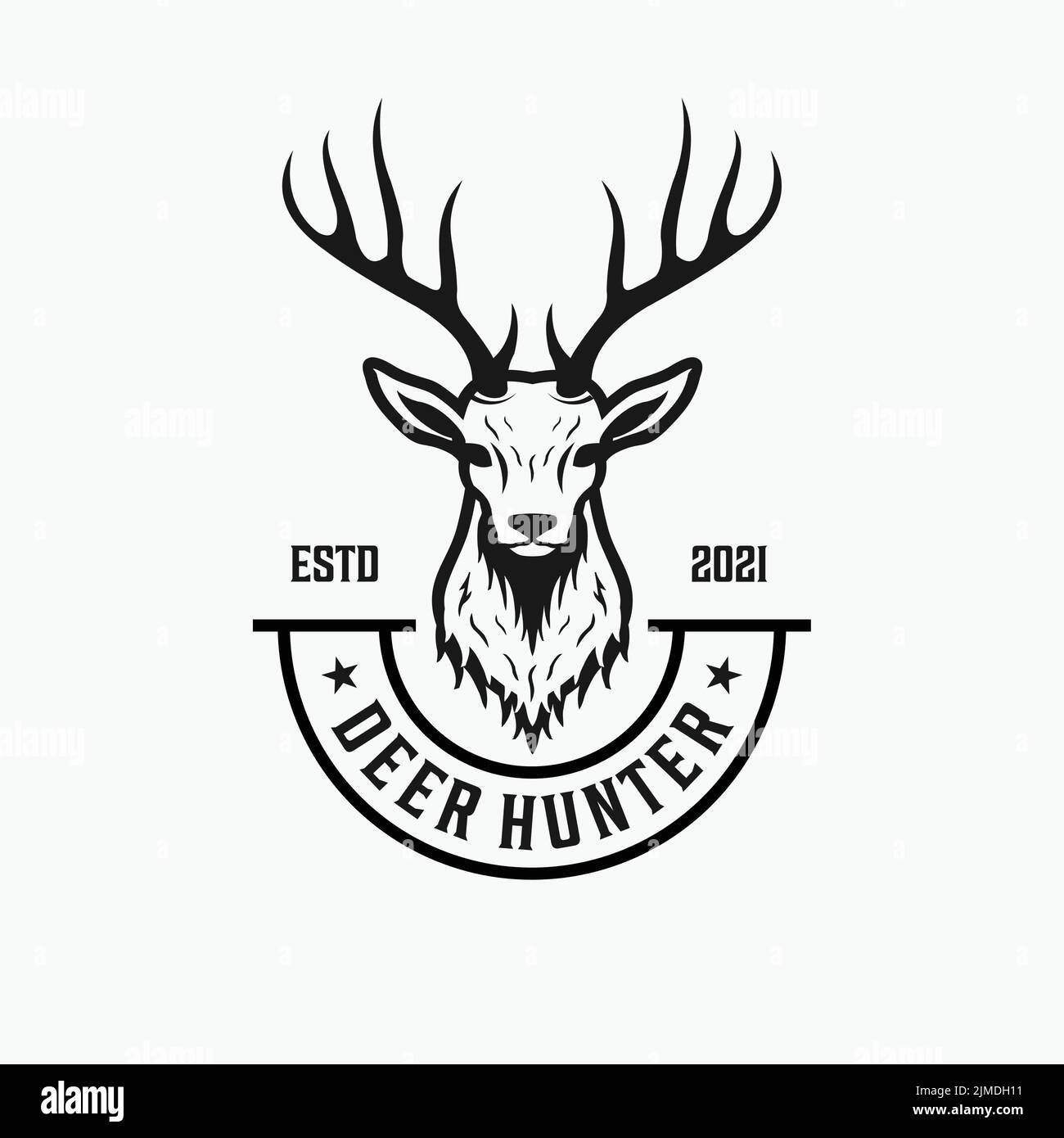 A simple illustration of the deer hunter logo idea on a white ...