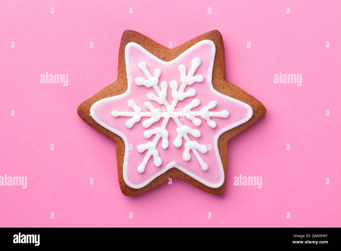 Beautiful Christmas Gingerbread Star Cookie With Snowflake Stock Photo ...