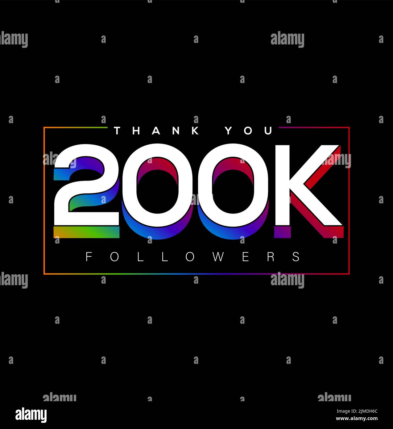 A vector illustration of a "Thank you 200K followers" text with a ...