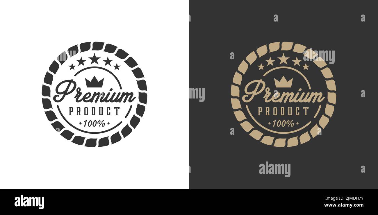 A vector illustration of Premium product stamp with five stars logo ...