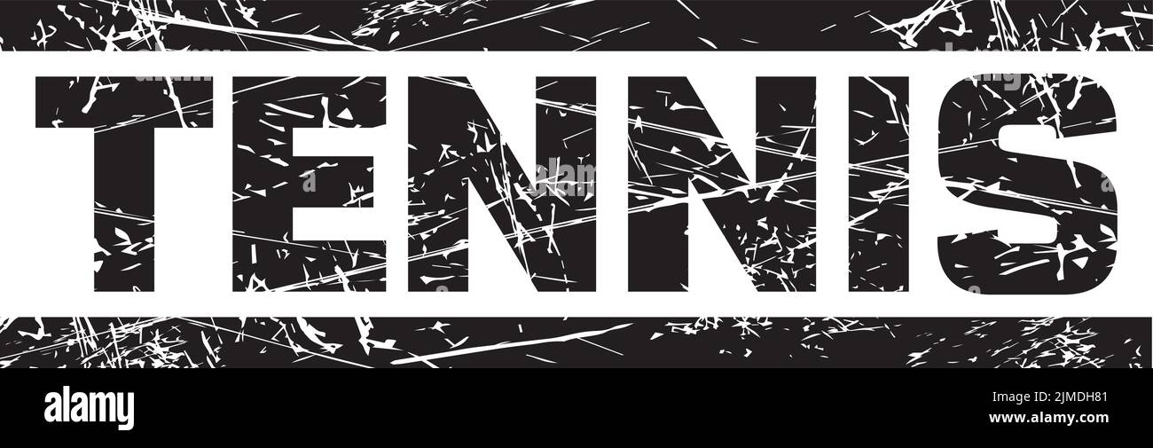 A text "TENNIS" between two black lines against the gray background ...