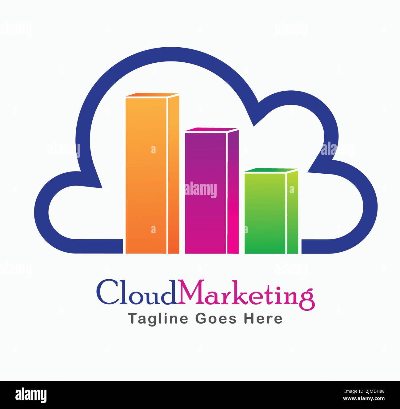 cloud marketing logo with cloud shape and market growth symbol vector ...