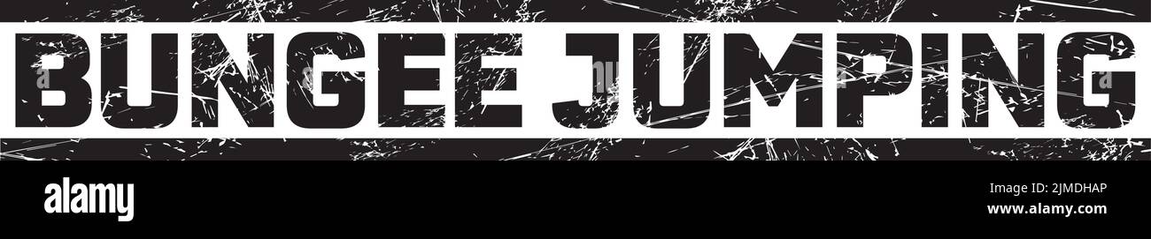 A text "BUNGEE JUMPING" between two black lines against the gray ...