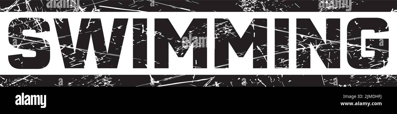 A text "SWIMMING" between two black lines against the gray background ...