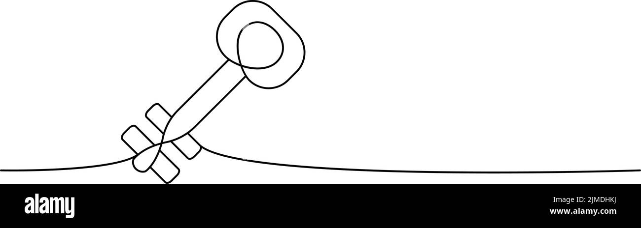 Key one line continuous drawing. Home key continuous one line ...