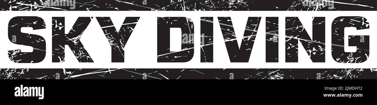 A text "SKY DIVING" between two black lines against the gray background ...