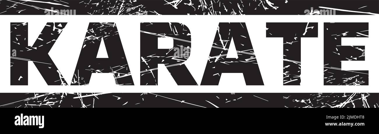 A text "KARATE" between two black lines against the gray background ...