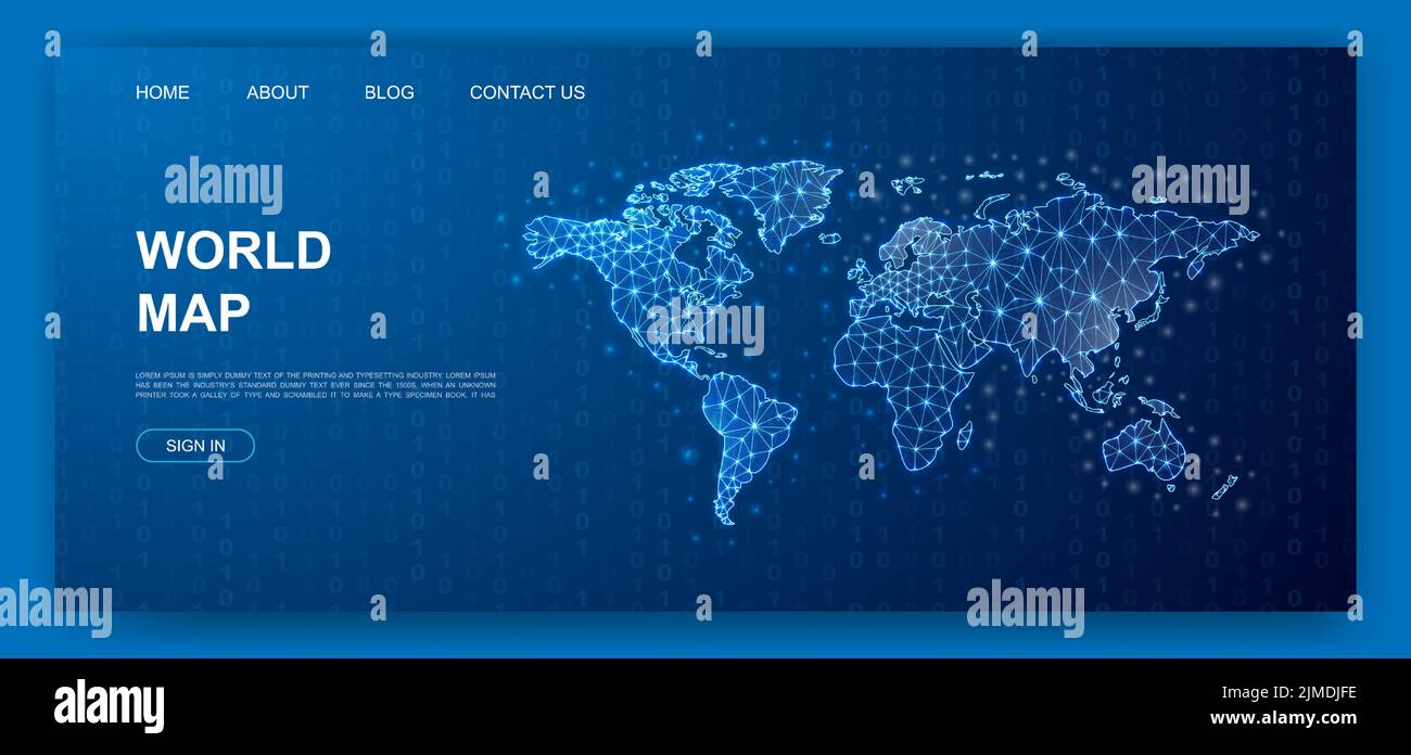 World Map 3d polygonal website template. Travel design illustration ...