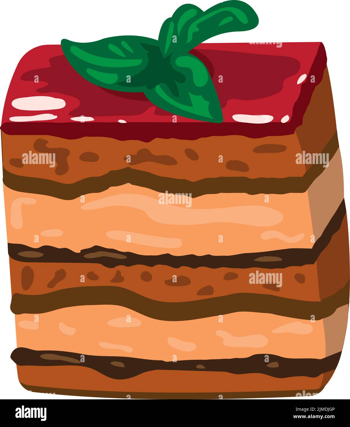 A vector illustration of a delicious chocolate cake with ganache Stock ...