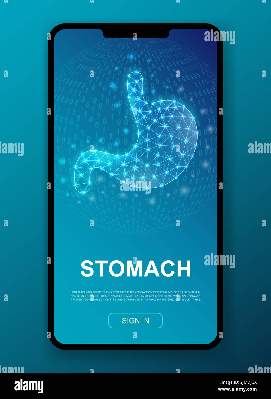 Stomach 3d polygonal symbol for UI, UX design template. Low poly ...