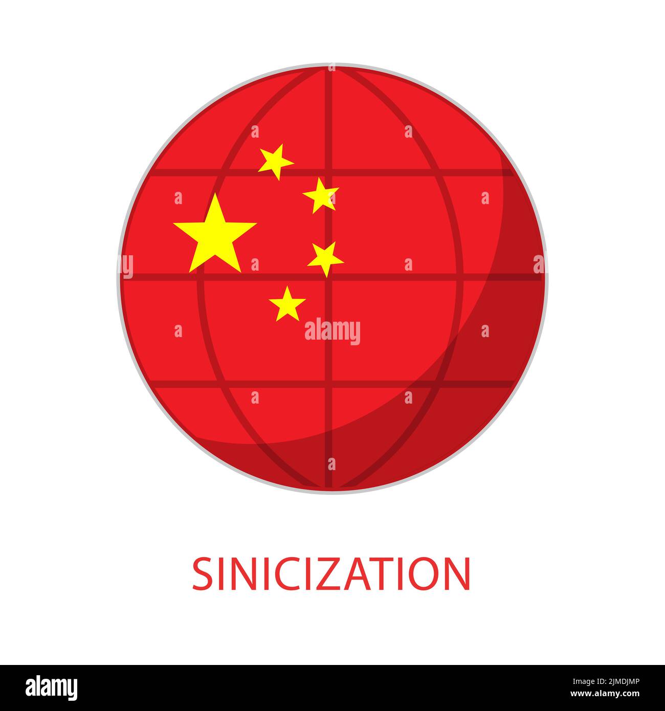Sinicization process concept banner with text. Globe in China colors icon. Vector illustration ...