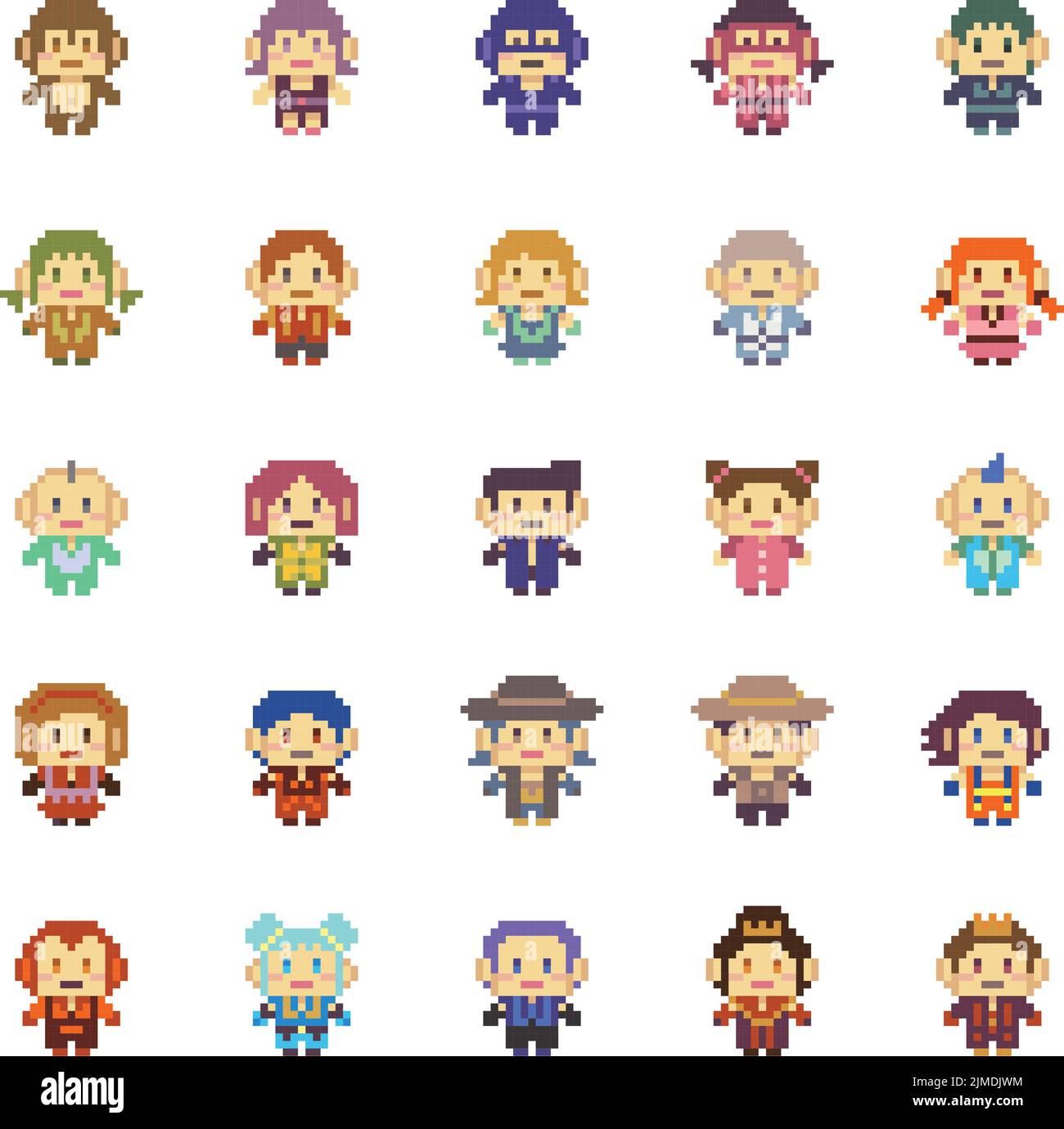 A 8 bit pixel Character people vector illustrator collection Stock ...