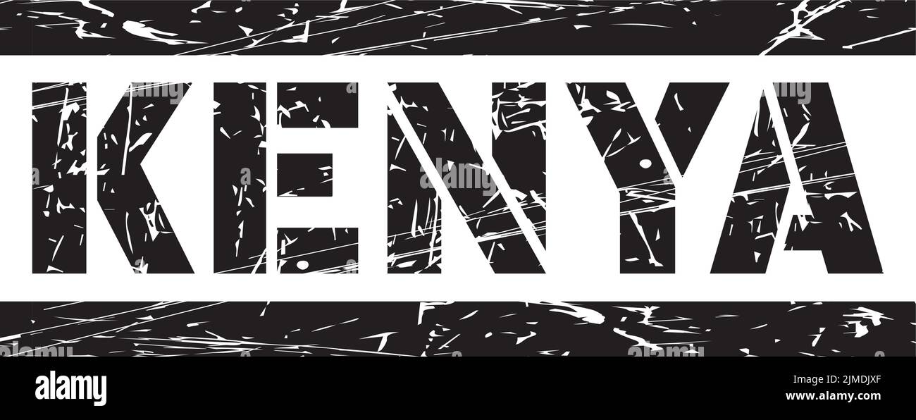 A vector illustration of the black text "Kenya" on the white background ...