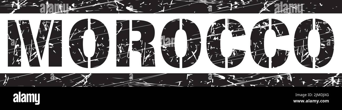 A vector illustration of the black text "Morocco" on the white ...