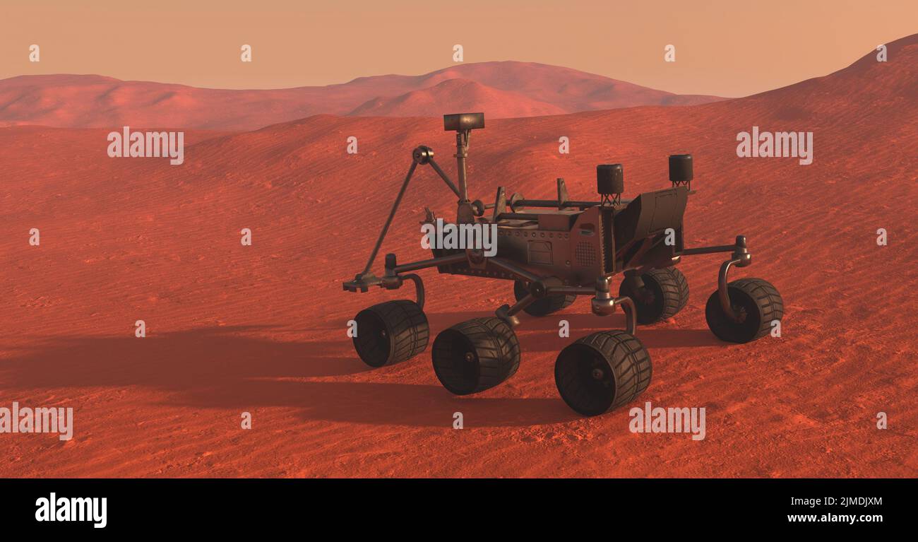 3D Illustration The Mars Rover on Mars Stock Photo - Alamy