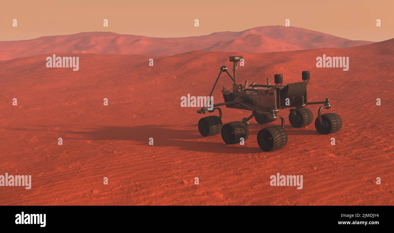 3D Illustration The Mars Rover on Mars Stock Photo - Alamy