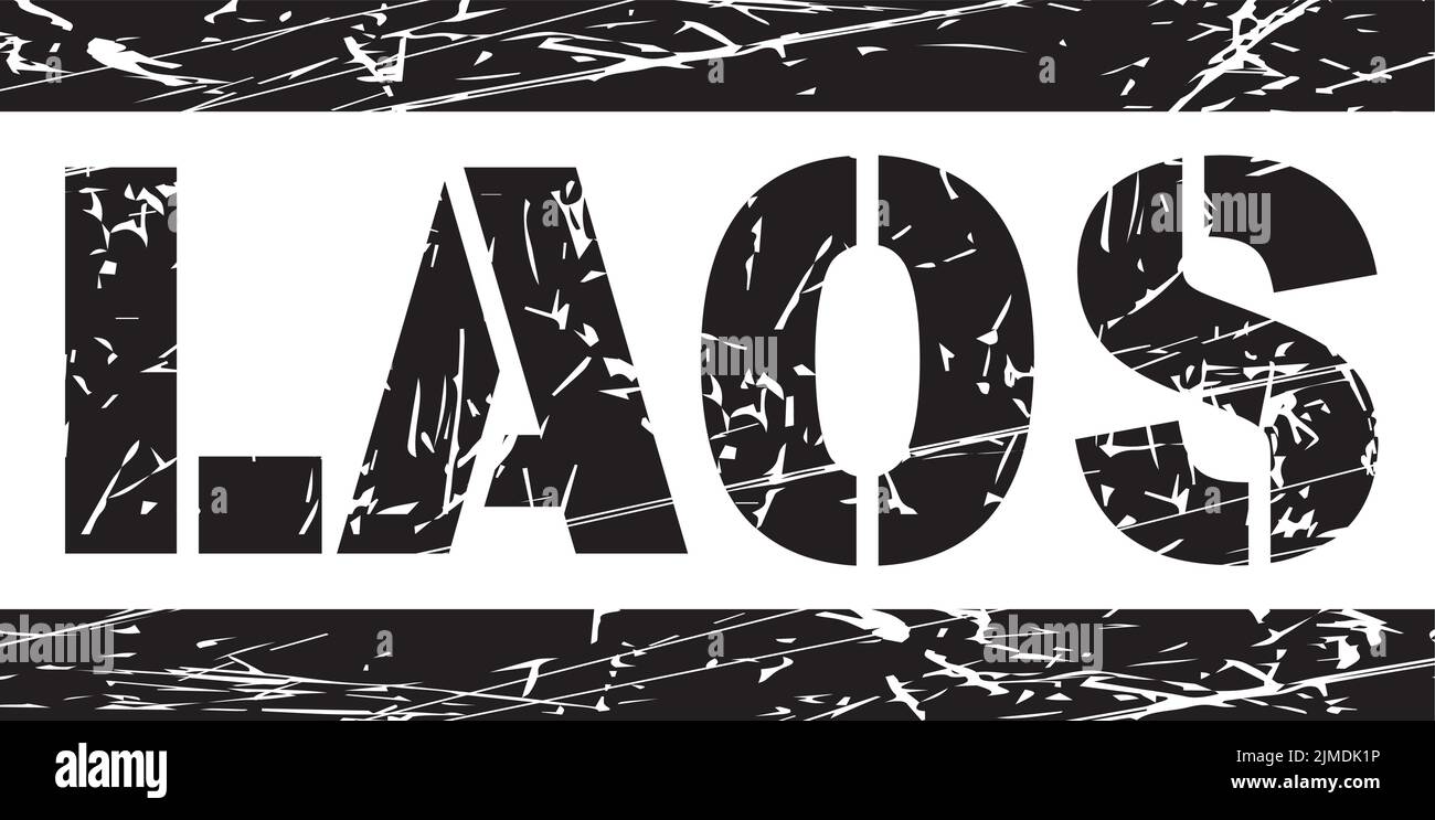 A vector illustration of the black text "Laos" on the white background ...