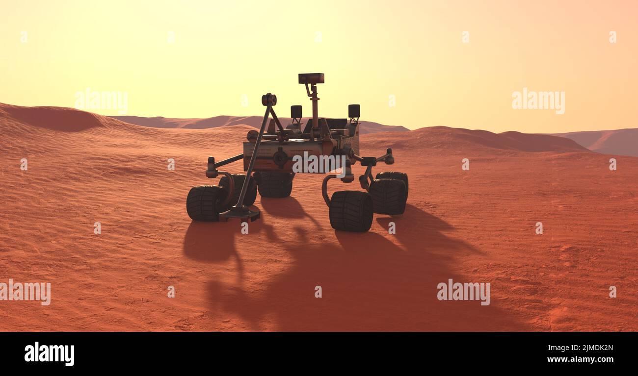 3D Illustration The Mars Rover on Mars Stock Photo - Alamy