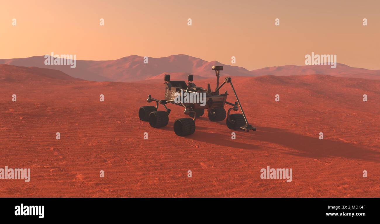 3D Illustration The Mars Rover on Mars Stock Photo - Alamy