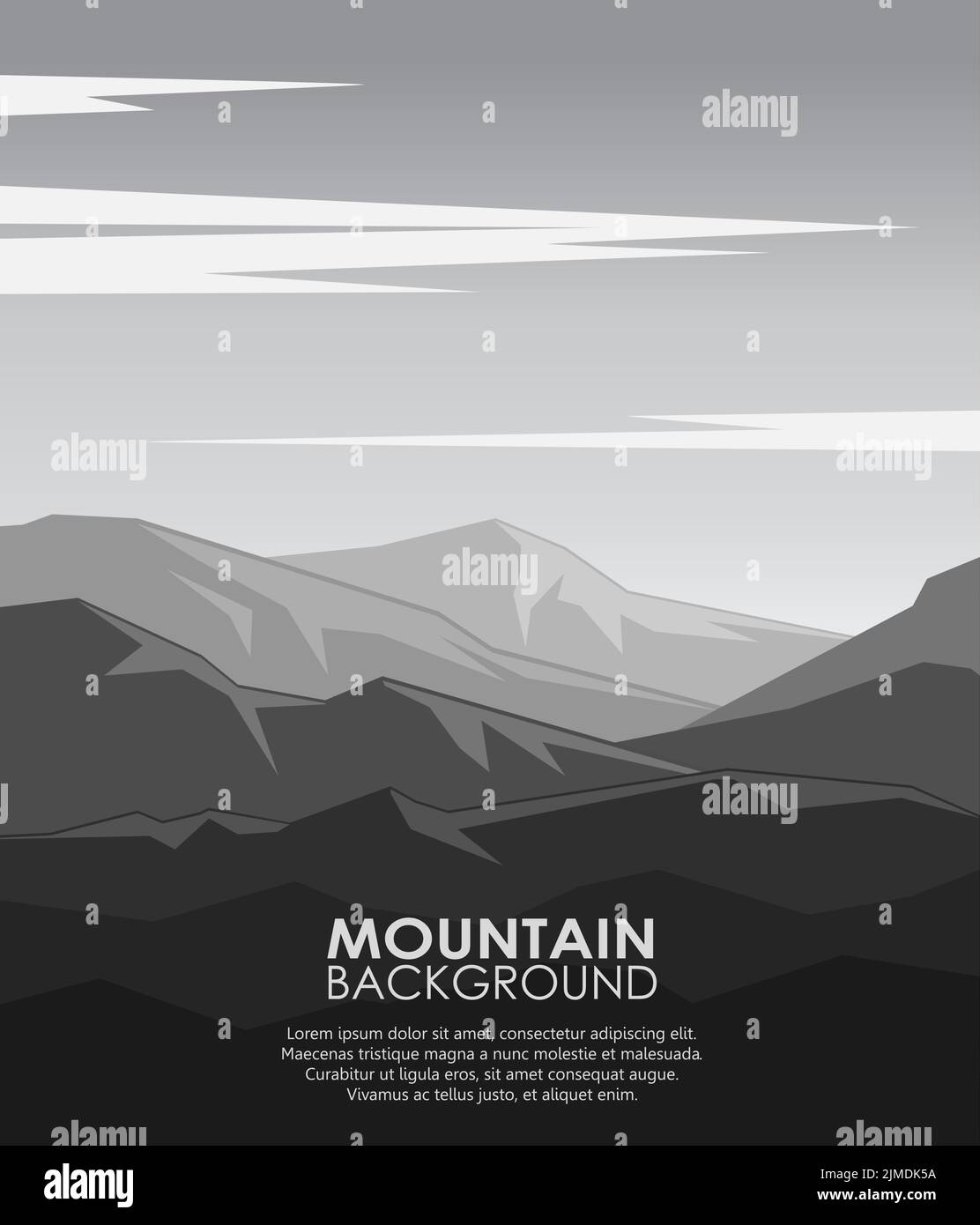 Landscape with silhouettes of huge mountains. Vector Stock Vector Image ...