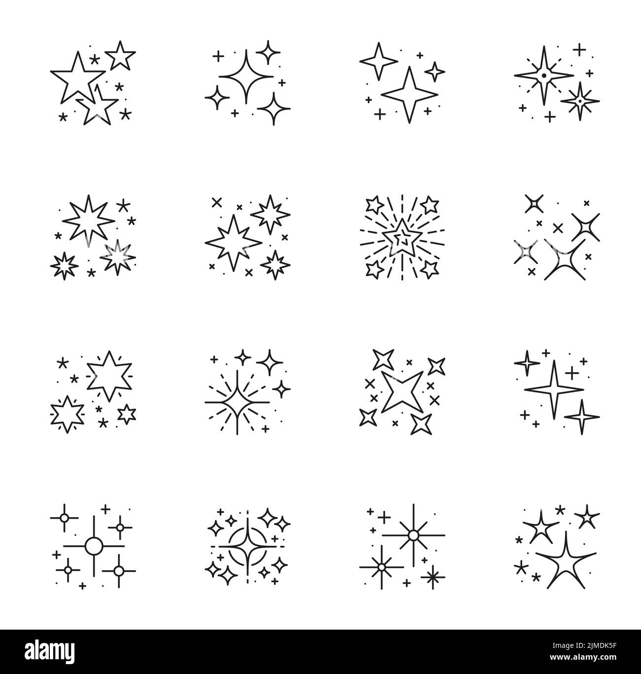 Sparkle, twinkle and starburst icons, star shine flash effect, vector bright spark symbols ...