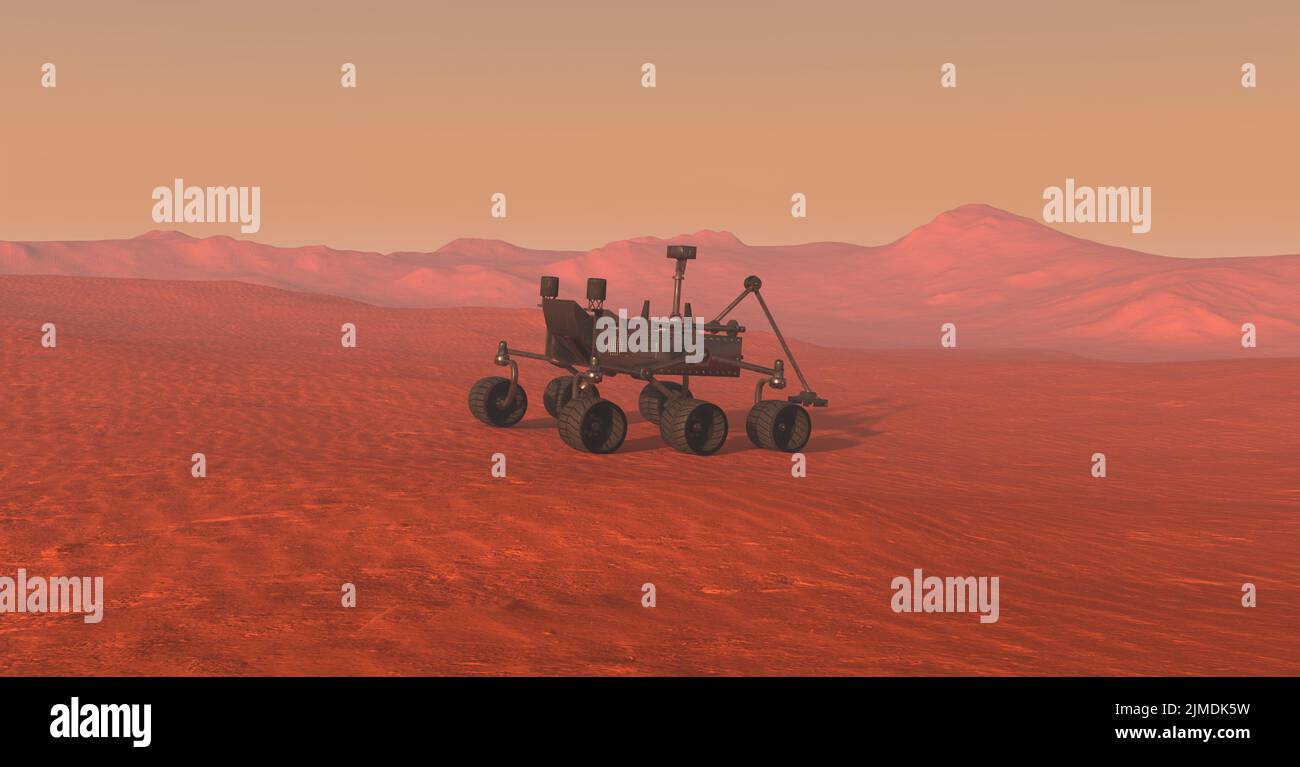 3D Illustration The Mars Rover on Mars Stock Photo - Alamy
