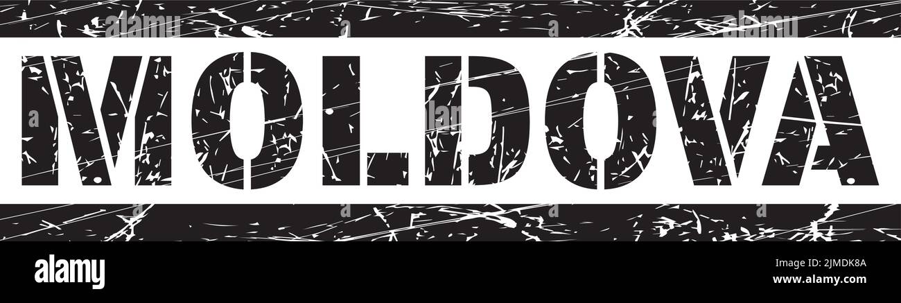 A vector illustration of the black text "Moldova" on the white ...