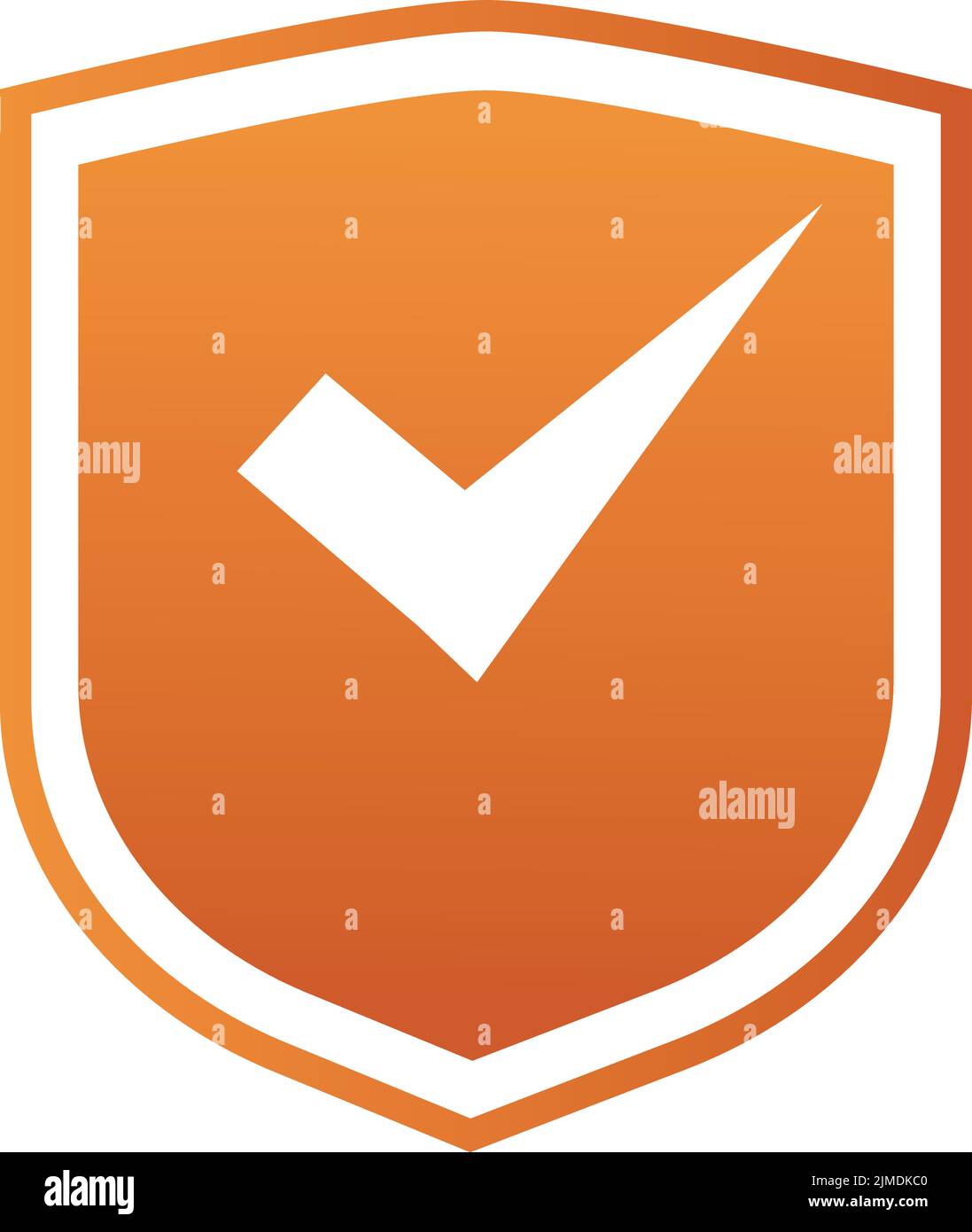 A vector of an orange logo shield guard with a check sign Stock Vector ...