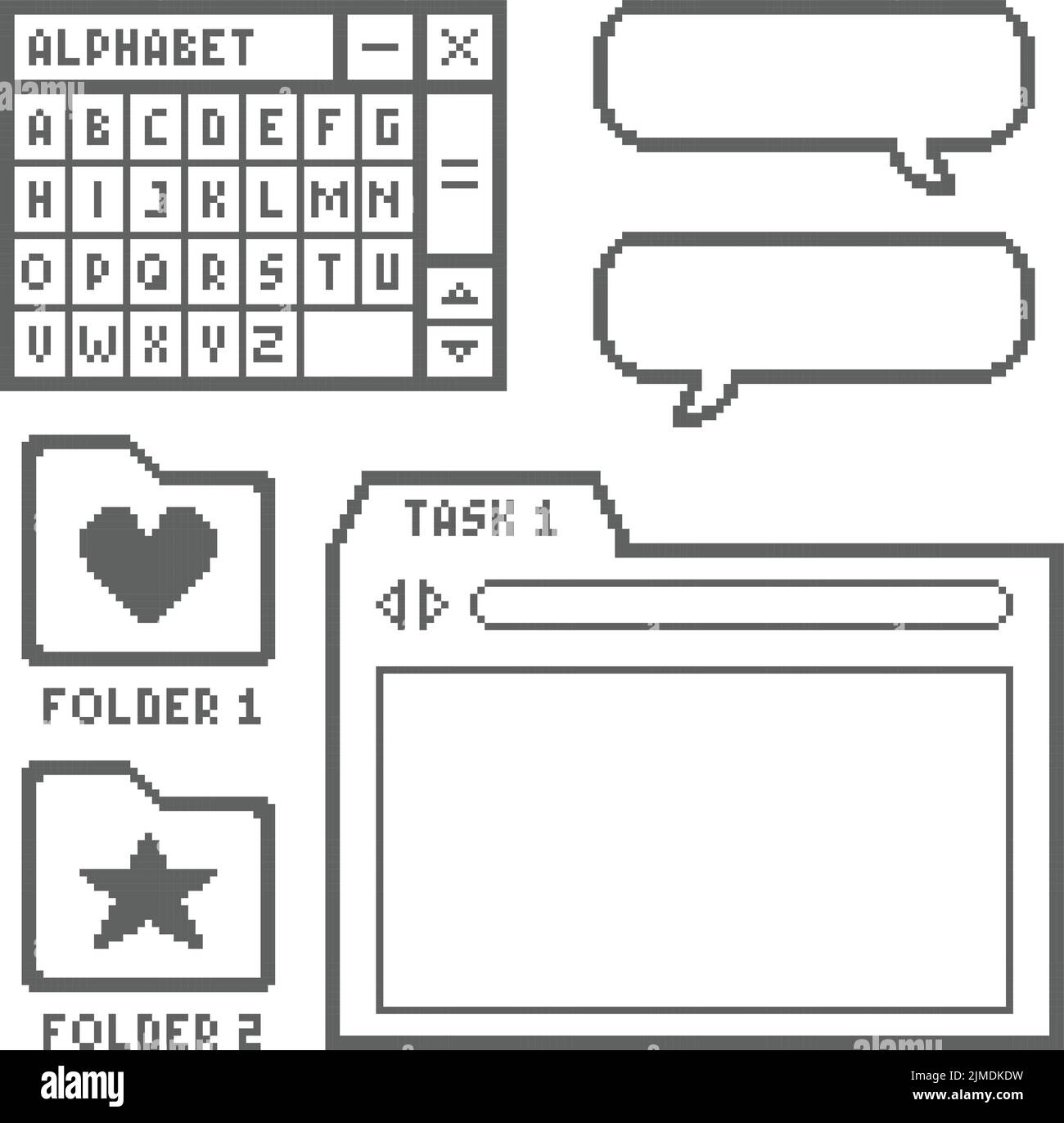 An 8 bit pixel art vector of user interface on the white background ...
