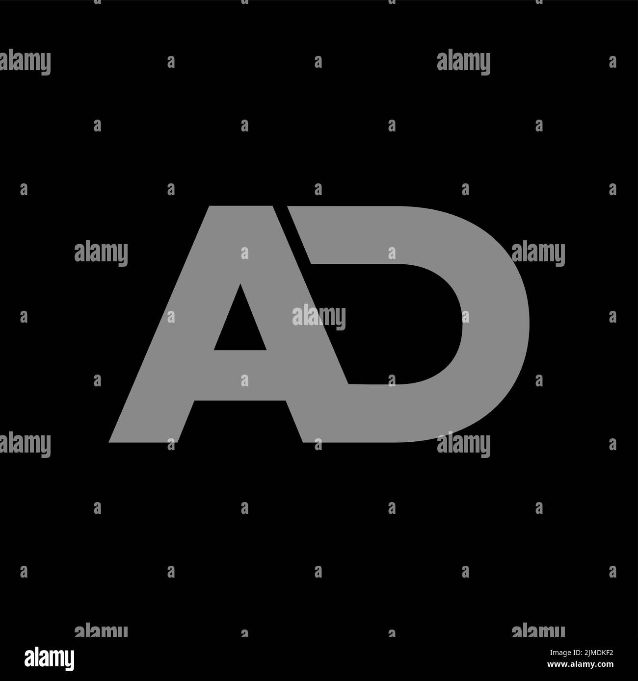 A vector of a logo with the grey letters AD isolated on the black ...