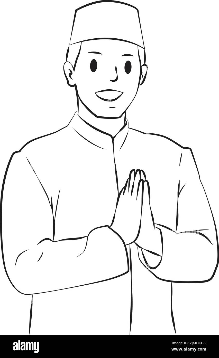 A vector illustration of a muslim man welcome pose Stock Vector Image ...
