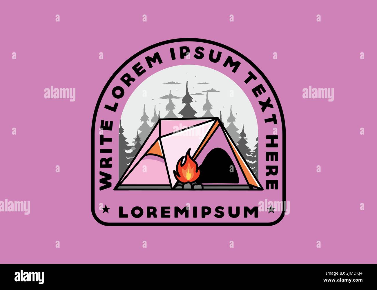 Illustration design of a triangle camping tent and bonfire Stock Vector ...