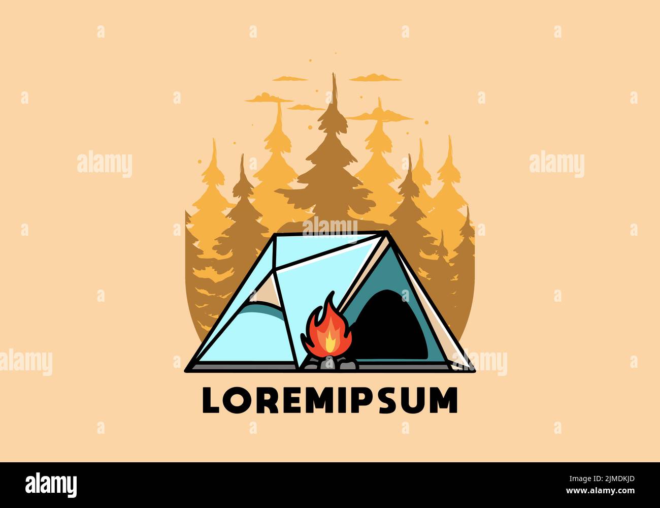 Illustration design of a triangle camping tent and bonfire Stock Vector ...