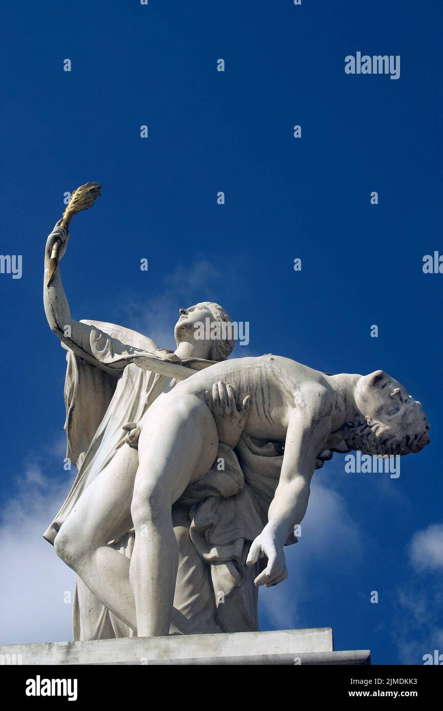 Iris leads fallen hero to Olympus. Statue on the Unter den Linden ...