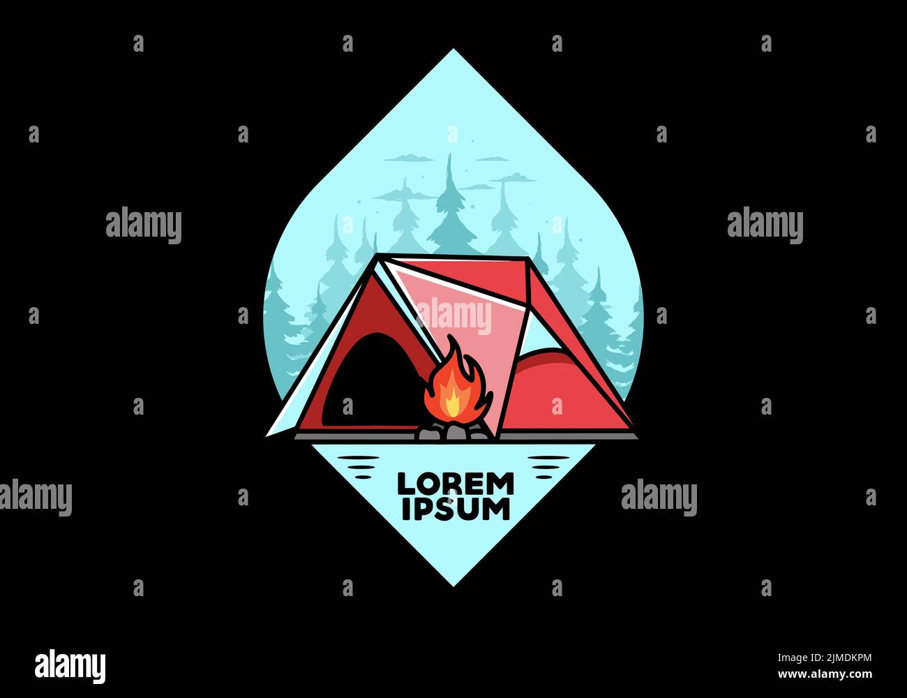 Illustration design of a triangle camping tent and bonfire Stock Vector ...