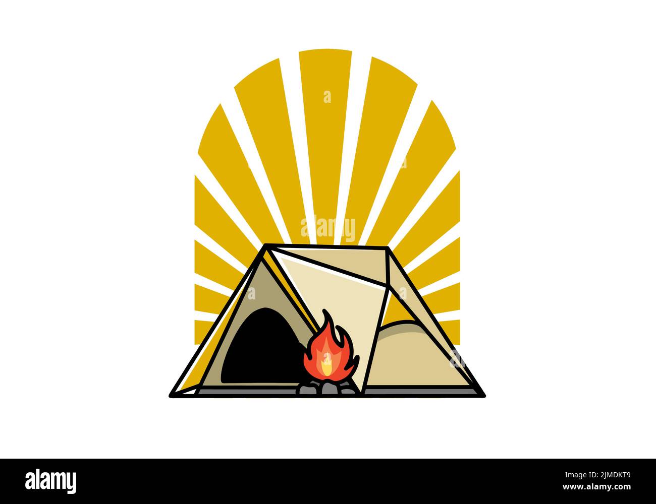 Illustration design of a triangle camping tent and bonfire Stock Vector ...