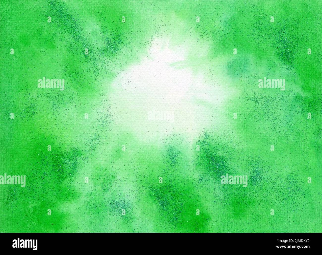 Watercolor Green Abstract Background With Glitter Spring Stock Photo ...
