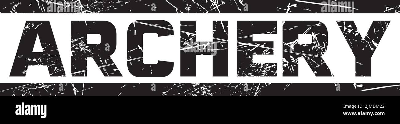A text "ARCHERY" between two black lines against the gray background ...