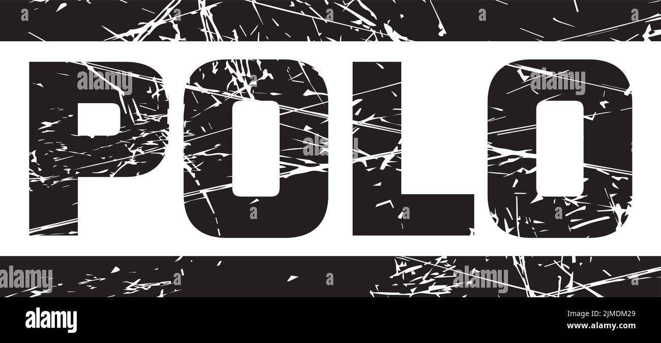 A text "POLO" between two black lines against the gray background Stock ...