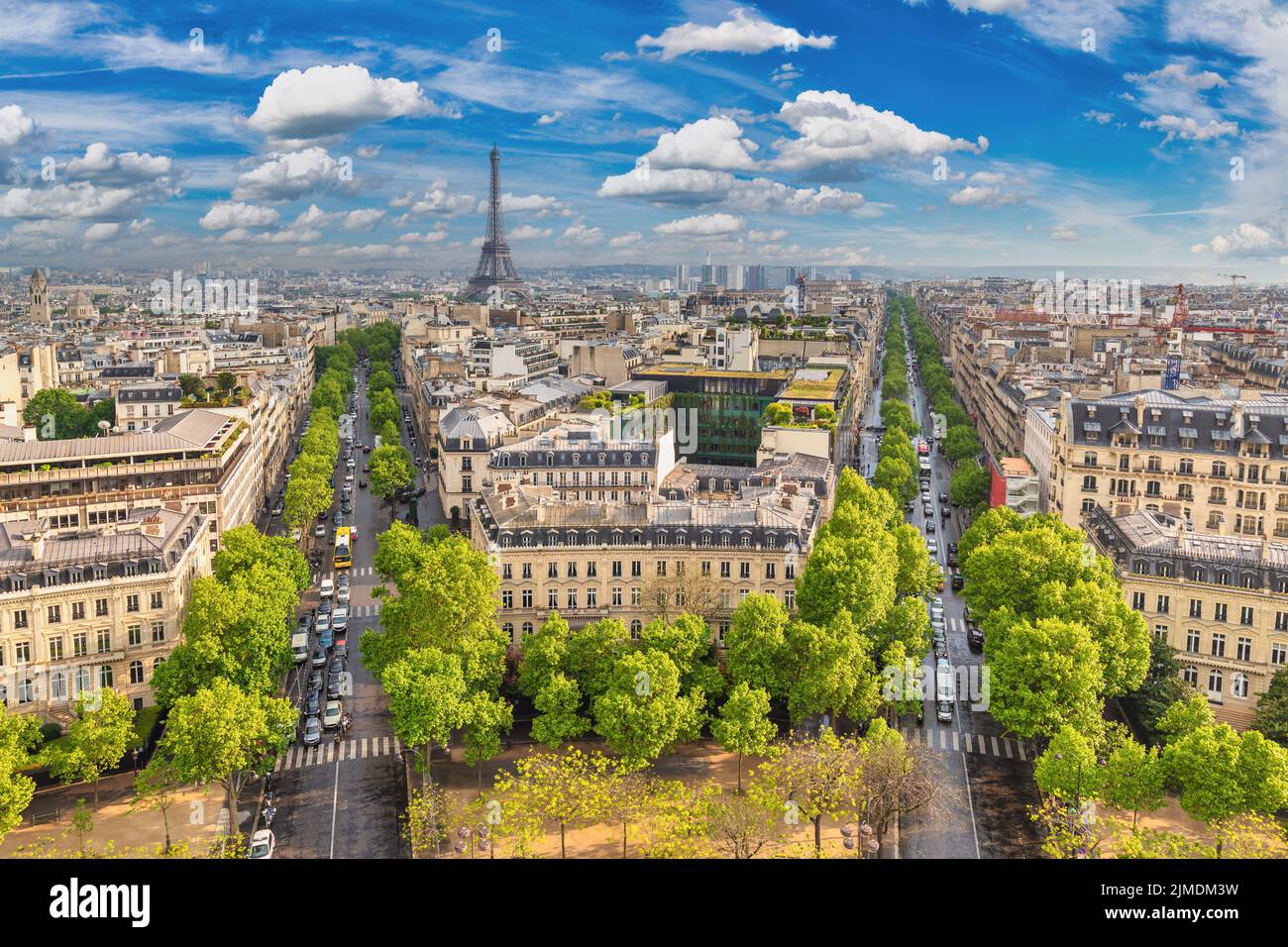 Paris France, high angle view, city skyline at Eiffel Tower view from Arc de Triomphe Stock ...